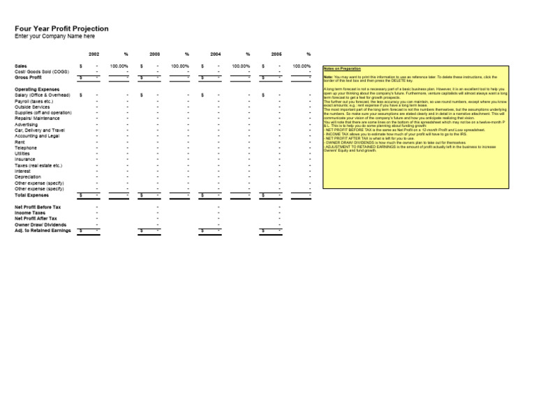 Four Year Profit Projection | PDF | Net Income | Retained Earnings