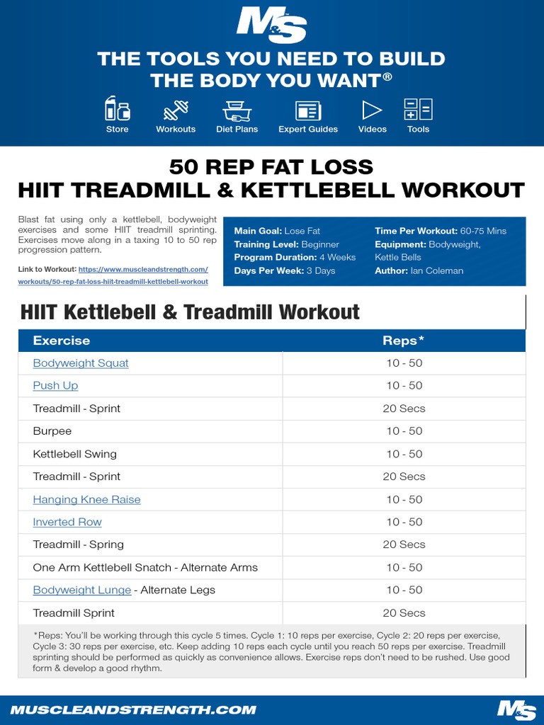 50 rep fat loss | PDF | Kettlebell | Human Body Weight