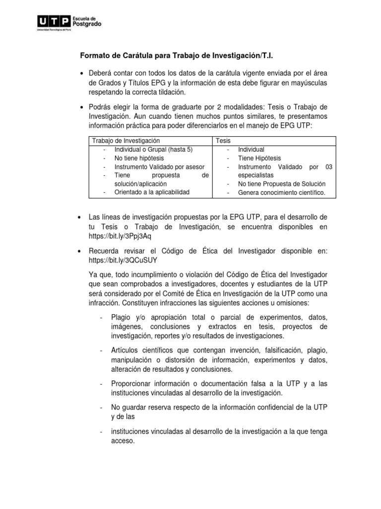 Formato de Carátula | PDF