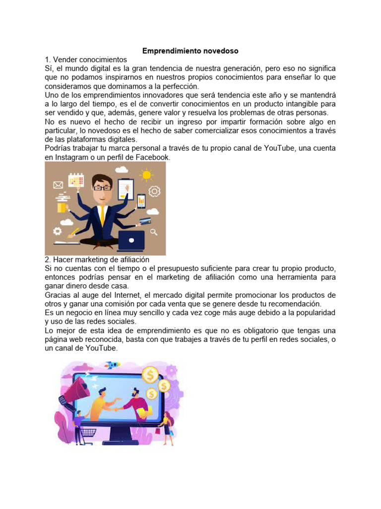 Emprendimiento Novedoso | PDF | Crecimiento personal y profesional ...