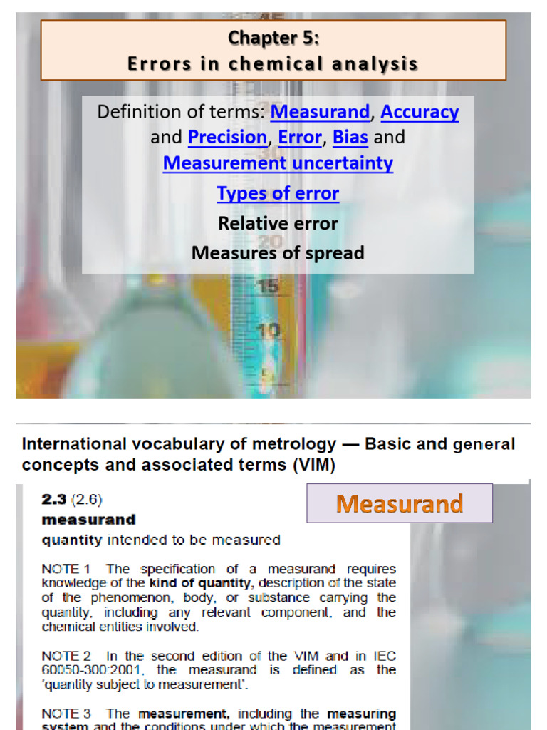 Errors in Chemical Analysis Lecture | PDF | Accuracy And Precision | Standard Deviation