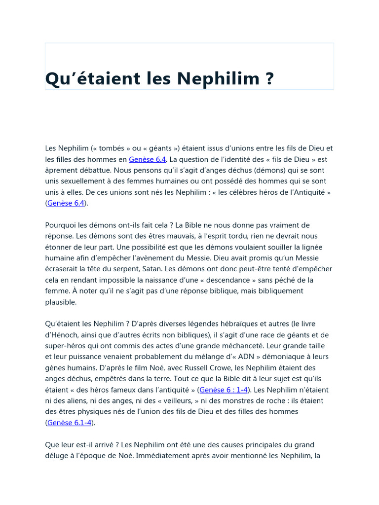 Les Nephilim : Origines et Destinées | PDF | Nephilim | Noé