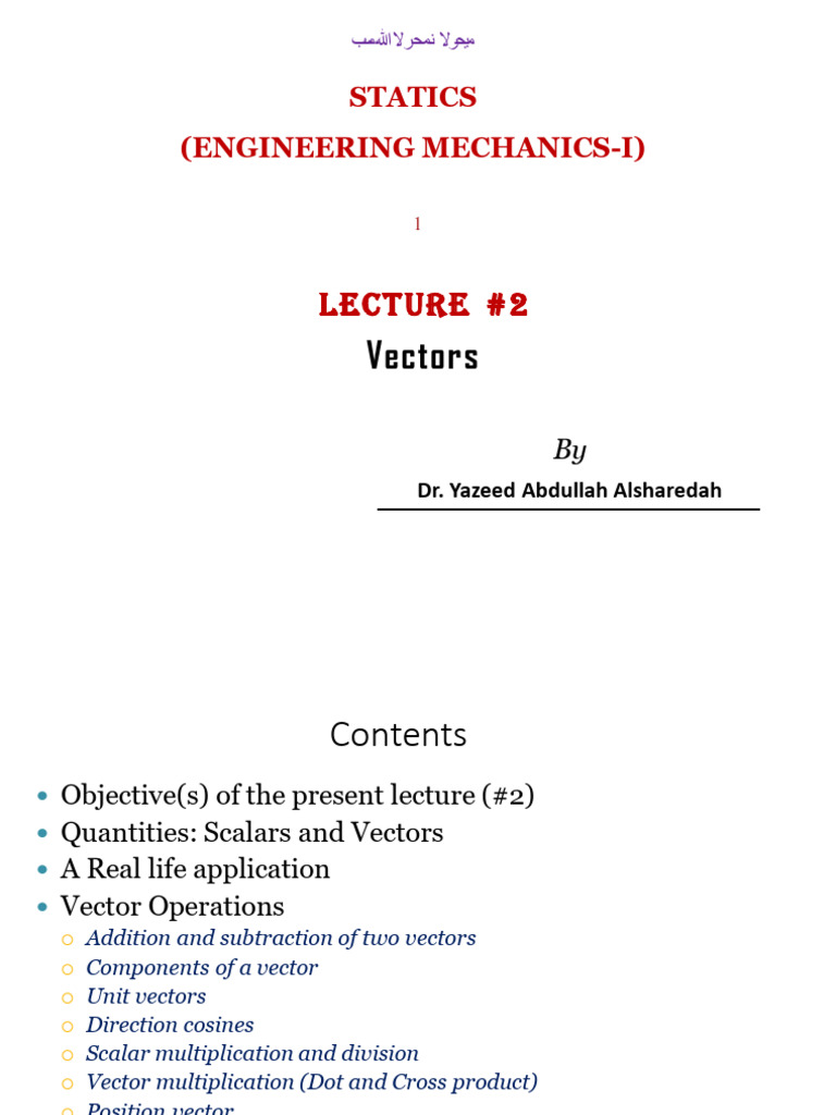 GE 201 Lecture 2 (Vectors) | PDF | Euclidean Vector | Velocity