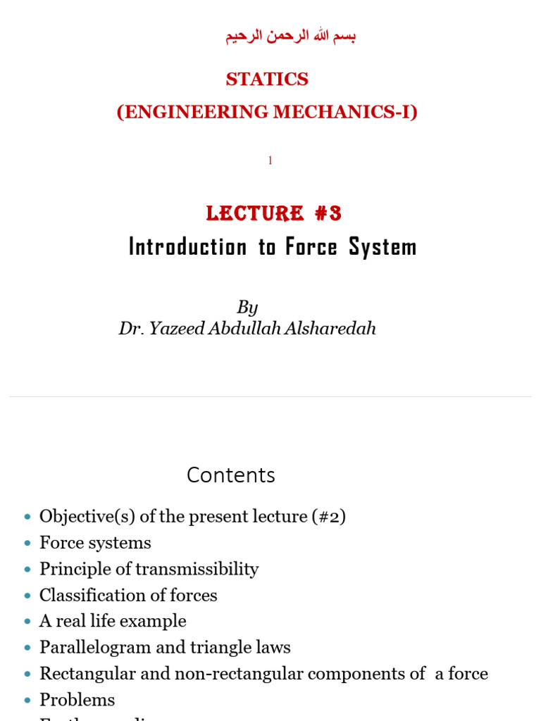 GE 201-Lecture-3 (Introduction To Force System) | PDF | Force | Theoretical Physics