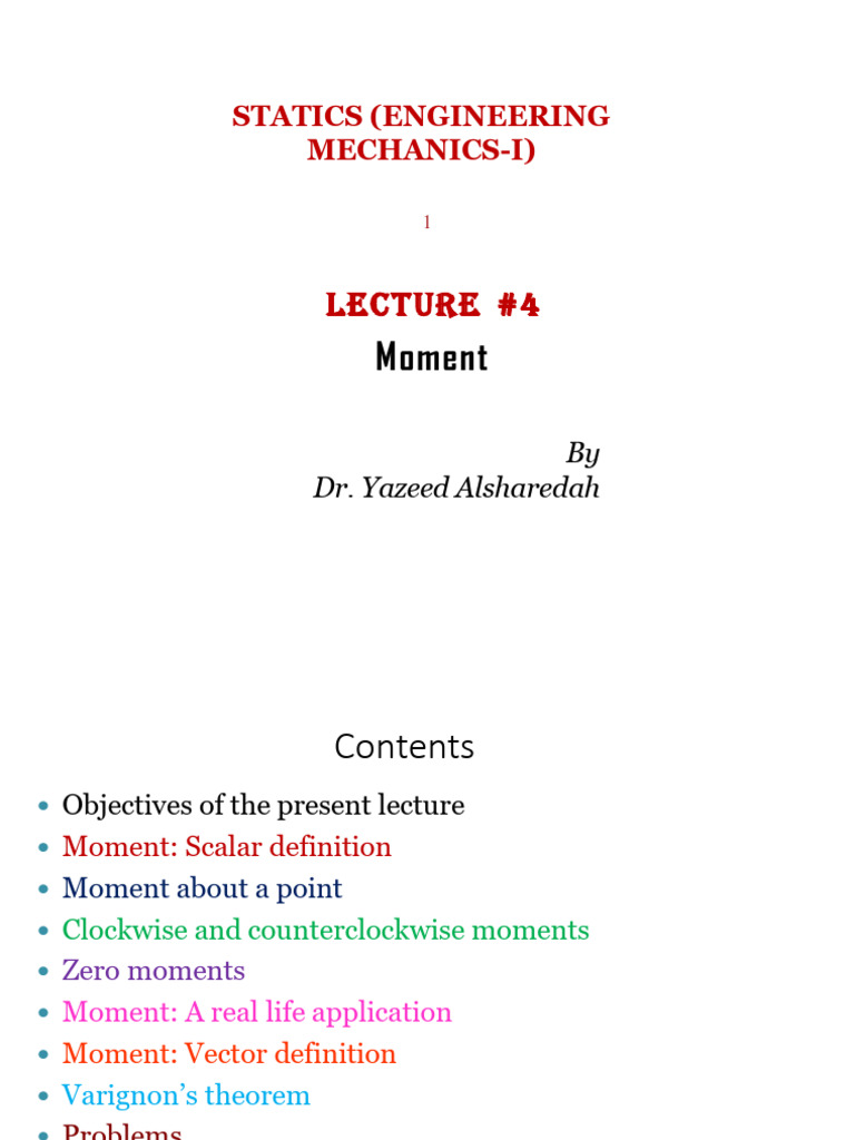 Understanding Moments and Varignon's Theorem | PDF | Torque | Rotation Around A Fixed Axis