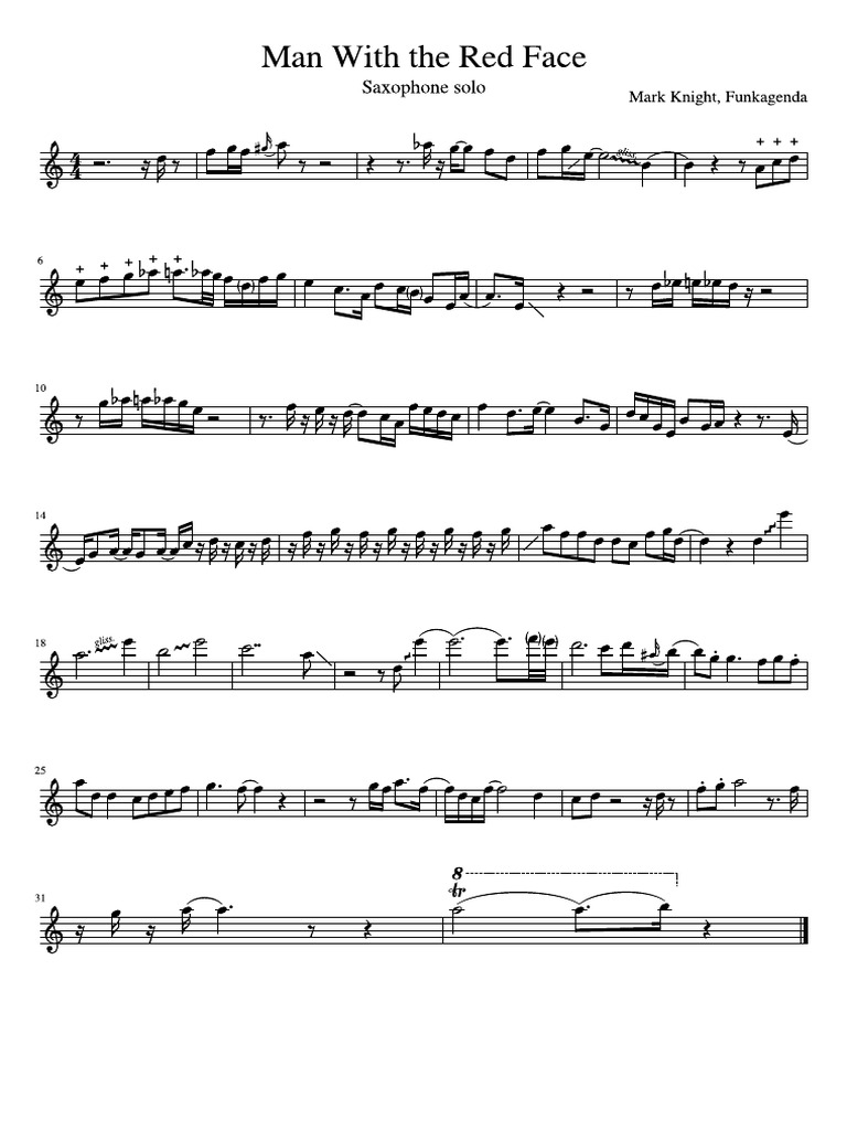 Man With The Red Face Saxophone Solo | PDF