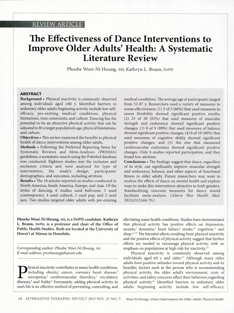Dance and Health | PDF | Physical Fitness | Systematic Review