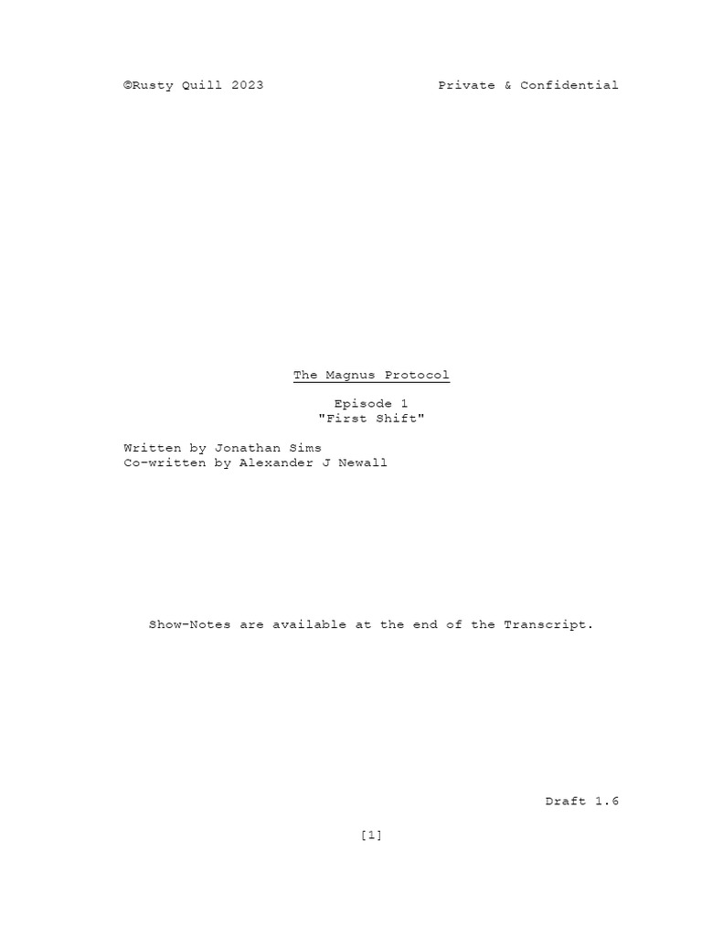 MAGP 01 - First Shift - Transcript | PDF