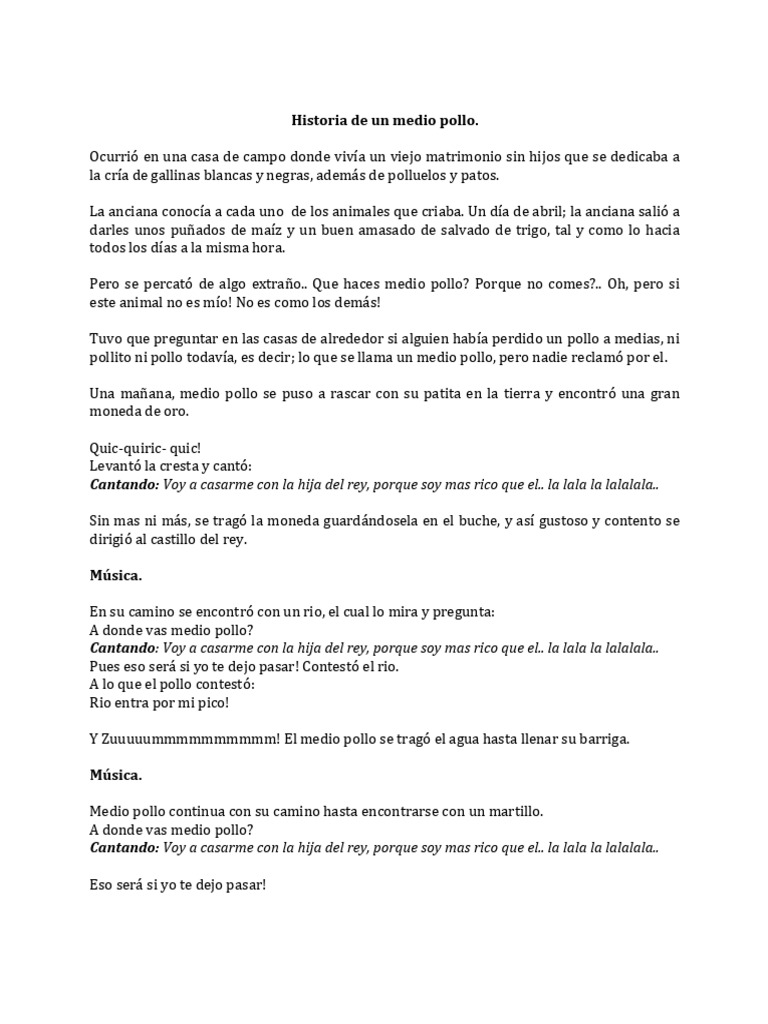 Guion, Medio Pollo | PDF | Pollo | Aves