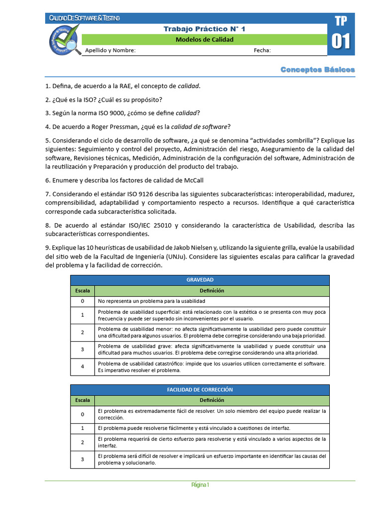CSyT23 - TP1. Calidad de Software. Usabilidad | PDF | Usabilidad | Usuario (informática)