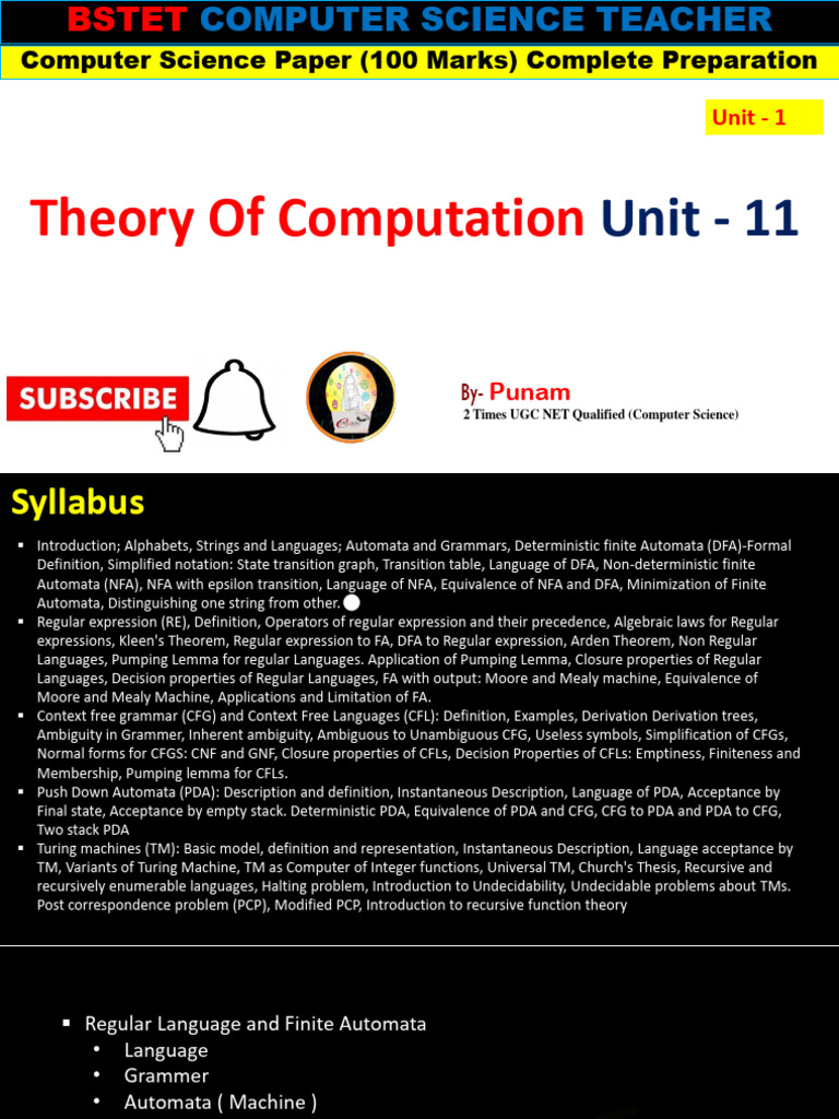 Theory of Computation: Unit - 11 | PDF | Theory Of Computation | Mathematics