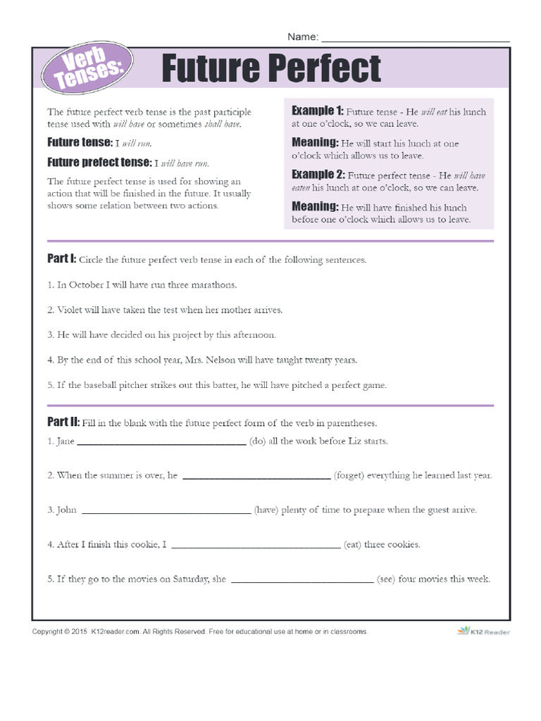Worksheet Future Tense | PDF