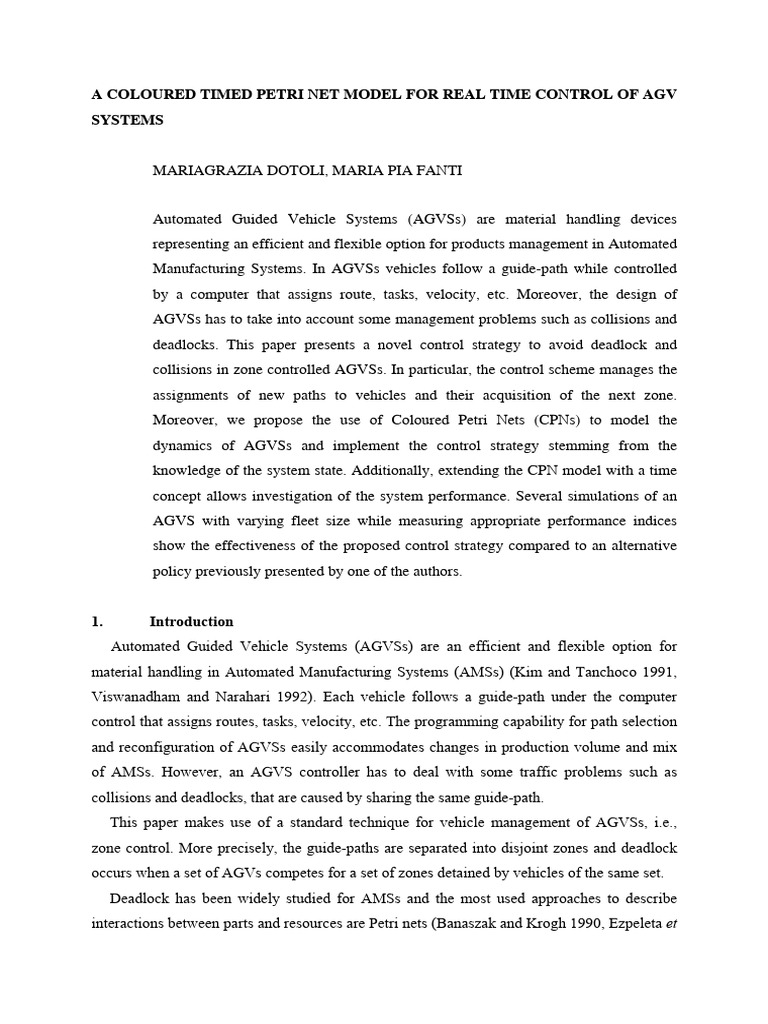 A Coloured Timed Petri Net Model For Rea | PDF | Simulation | Matrix (Mathematics)