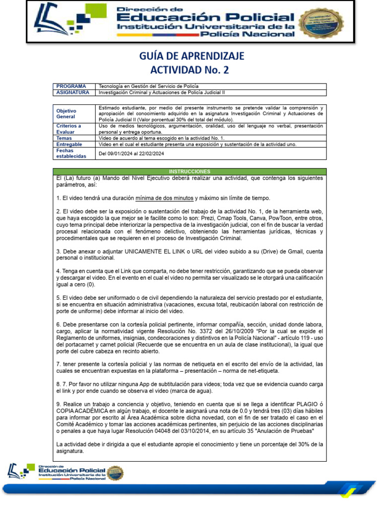 Guía de Aprendizaje 2 | PDF | Policía