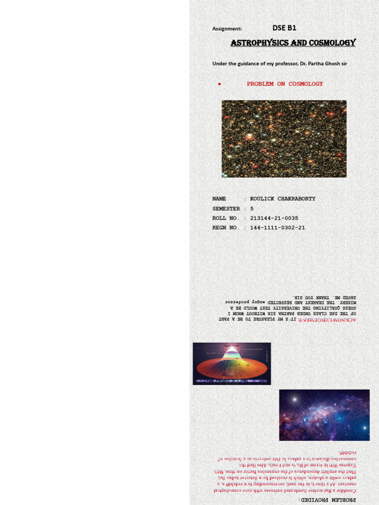 Assignment - Astrophysics2 - Booklet | PDF | Physical Cosmology | Redshift