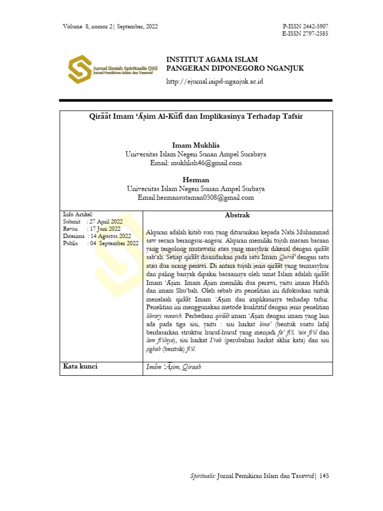 Qiraat Imam Asim dan Tafsir | PDF