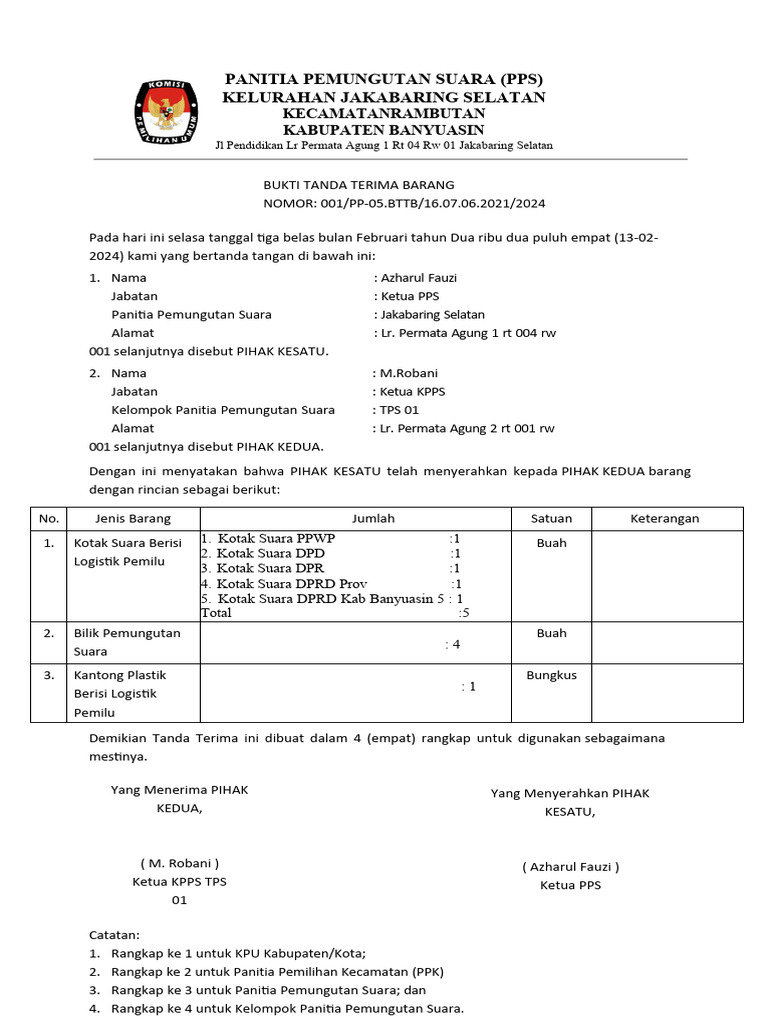 BTTB PPS Ke KPPS Tps 1 | PDF