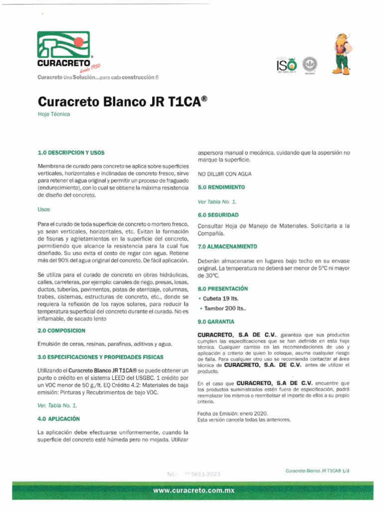 CURACRETO | PDF | Hormigón | Riego