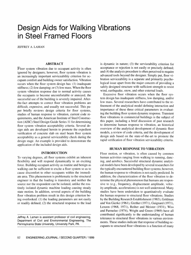 Design Aids For Walking Vibrations in Steel Framed Floors | PDF | Beam (Structure) | Mechanics