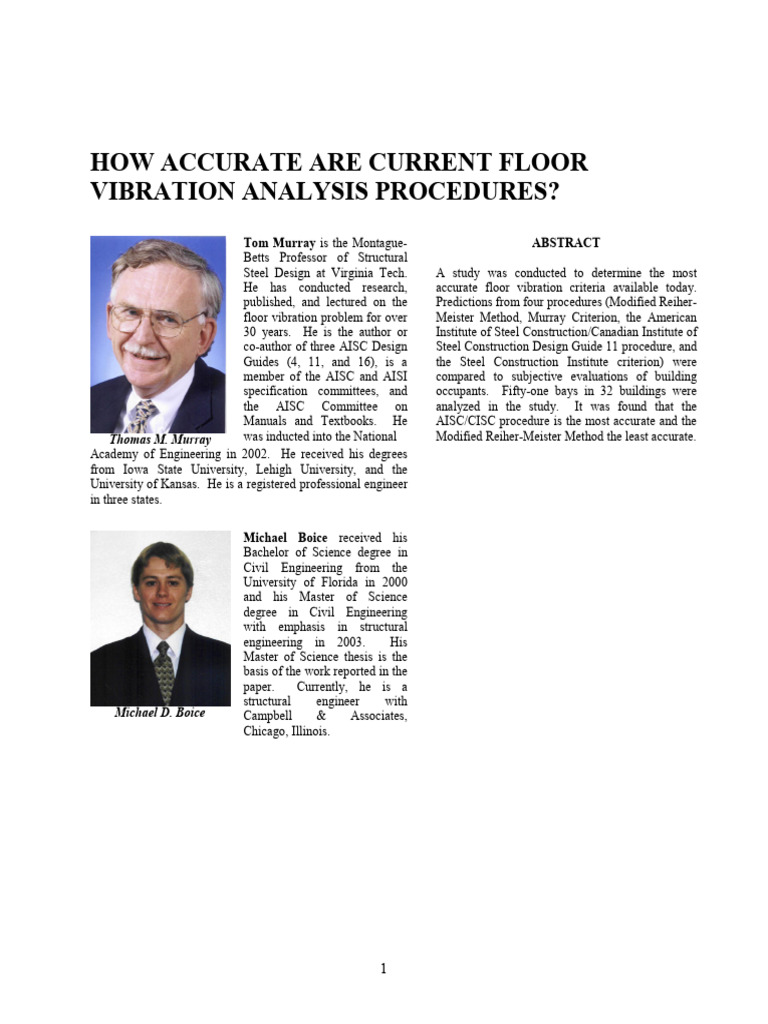 How Accurate Are Current Floor Vibration Analysis Procedure PDF | PDF ...