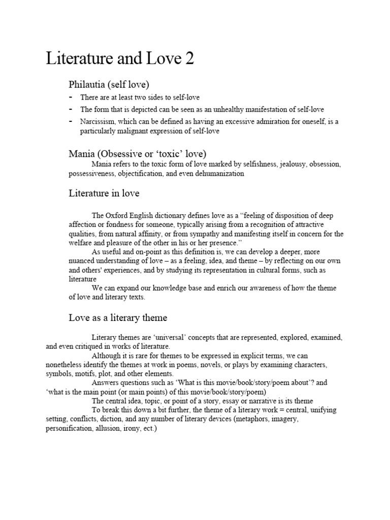 Literature and Love 2 | PDF | Love | Narrative