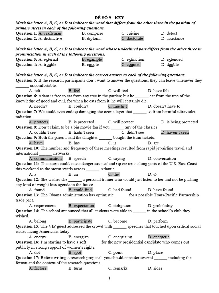 ĐỀ SỐ 9 - KEY | PDF | Climate Change | Water