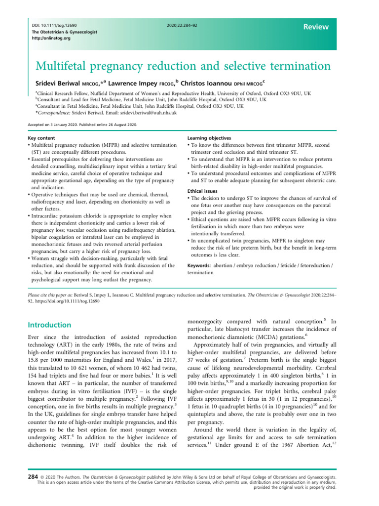 Tog 12690 | PDF | Pregnancy | Multiple Births