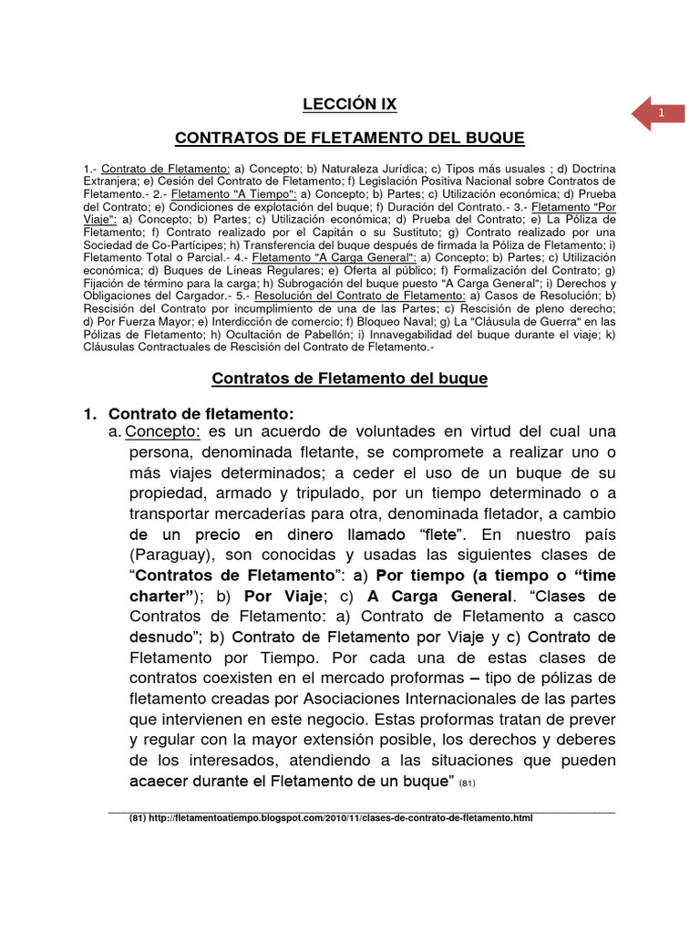 DERECHO MARÍTIMO-CONTRATO DE FLETAMENTO - Dr. Santiago Adán Brizuela ...