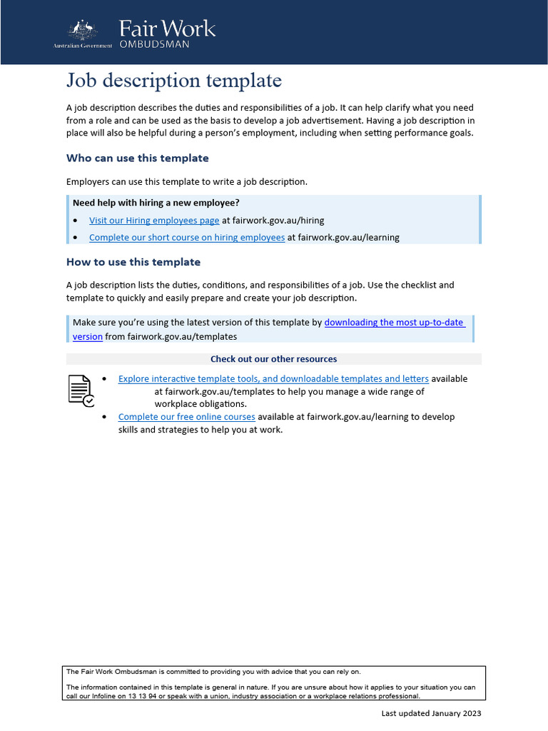 Job Description Template Guide | PDF | Employment | Business