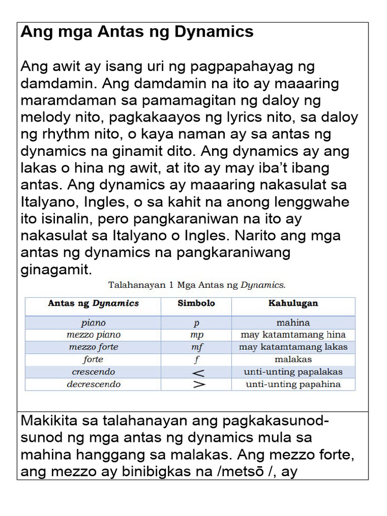 Ang Mga Antas NG Dynamics | PDF