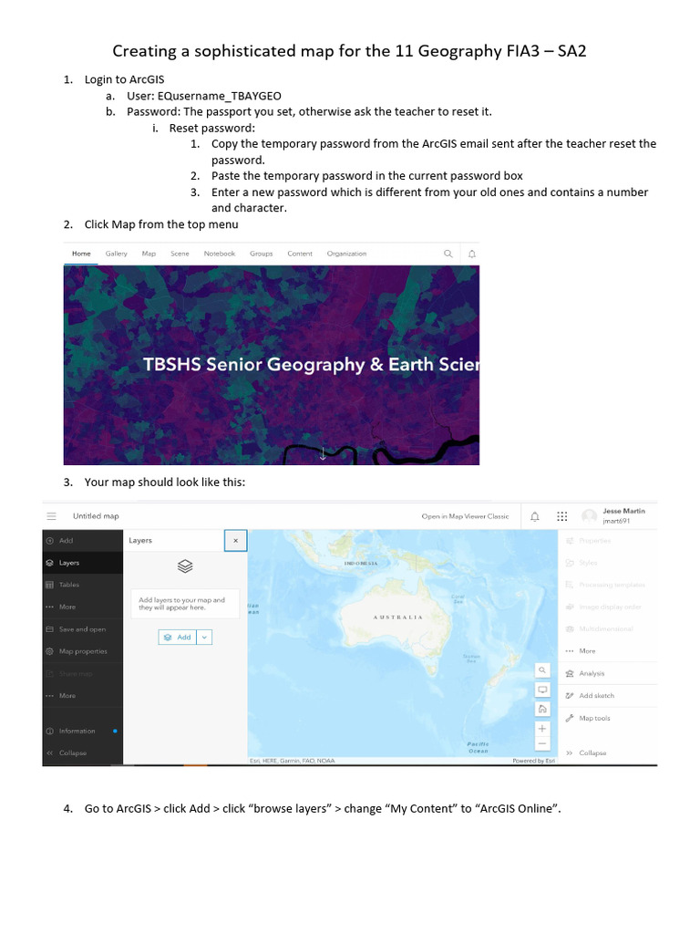 Creating An ArcGIS Map For The Geography FIA3 | PDF | Password | Arc Gis