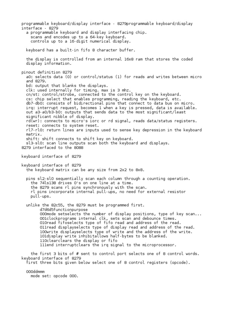 Programmable Keyboard-Display Interface - 8279 | PDF | Office Equipment ...