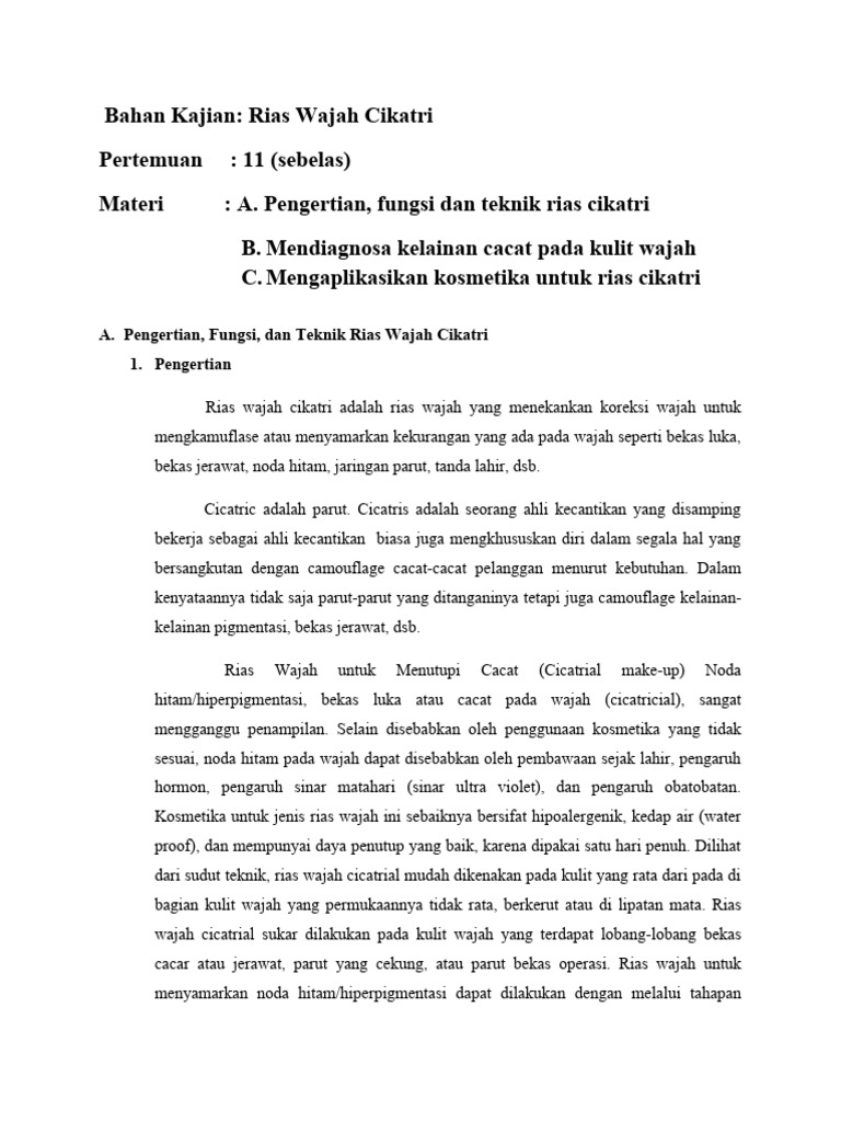 Pengertian Rias Wajah Cikatri | PDF