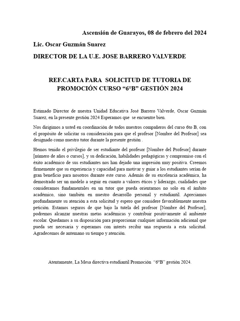 Guia para Solicitud de Tutoria en La Promoción | PDF