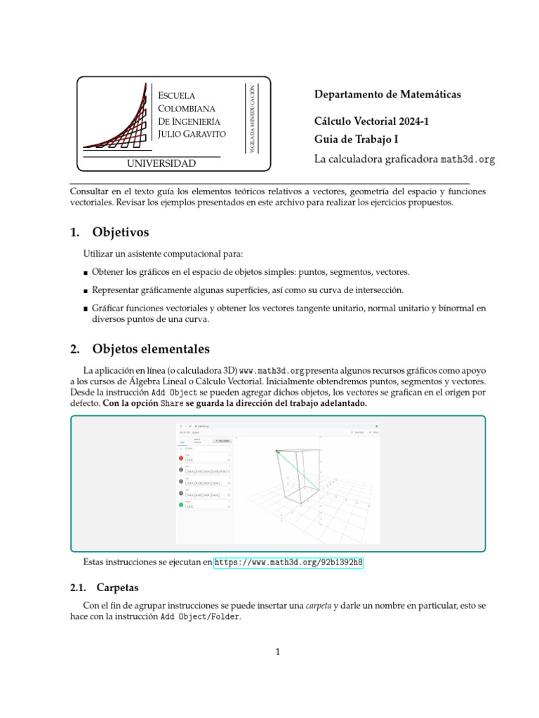 CALV Guia1 | PDF | Vector Euclidiano | Curva