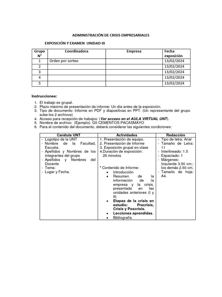 Unidad III Instrucciones Exposición Final (1) | PDF