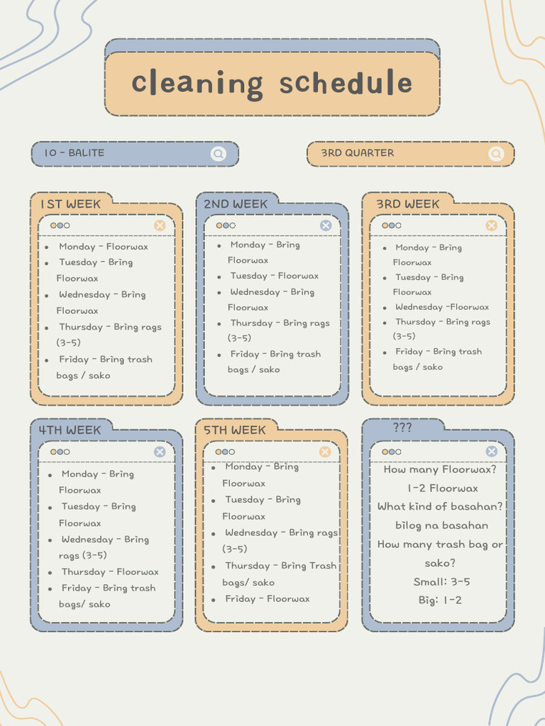 Blue Cream Pastel Cute Class Schedule A4 Document | PDF