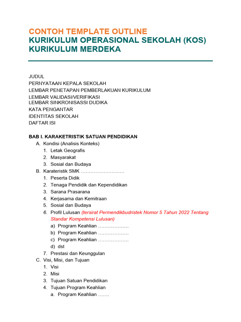 Template Outline Kosp 2023 | PDF