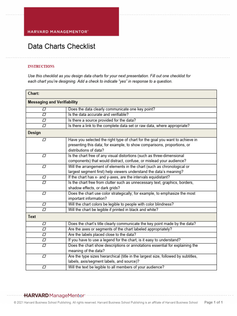 Data Charts Checklist Worksheet | Download Free PDF | Chart | Human ...