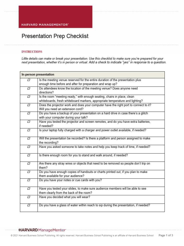 Presentation Prep Checklist Worksheet | PDF | Computing | Computer Engineering