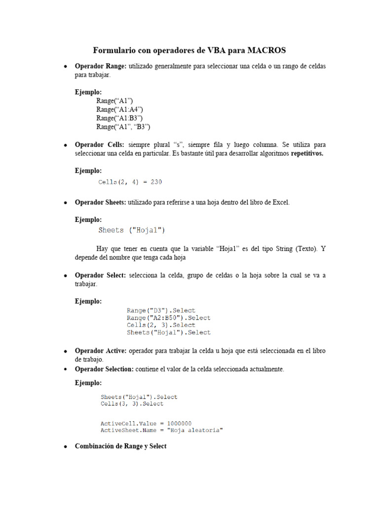 Macros Y Comandos Pdf Variable Informática Macro Informática 