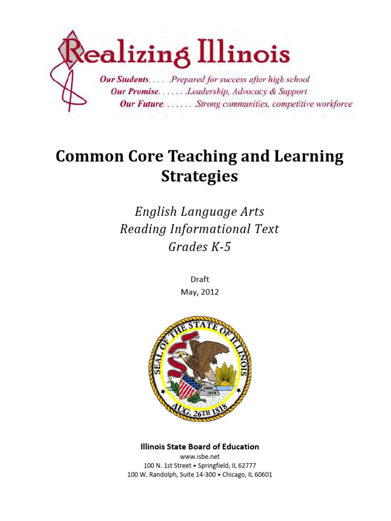 Common Core Teaching and Learning Strategies ELA Grades K-5 Step 6 ...