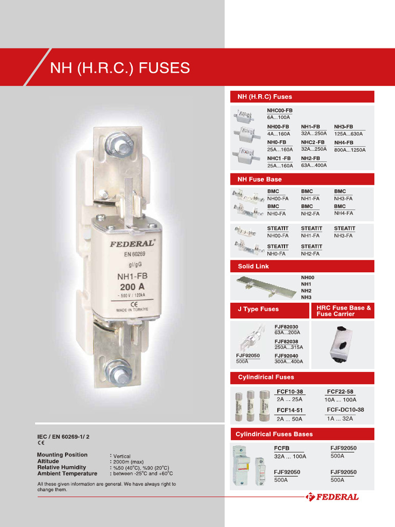 Fusibles NH FEDERAL | PDF | Fuse (Electrical) | Electricity
