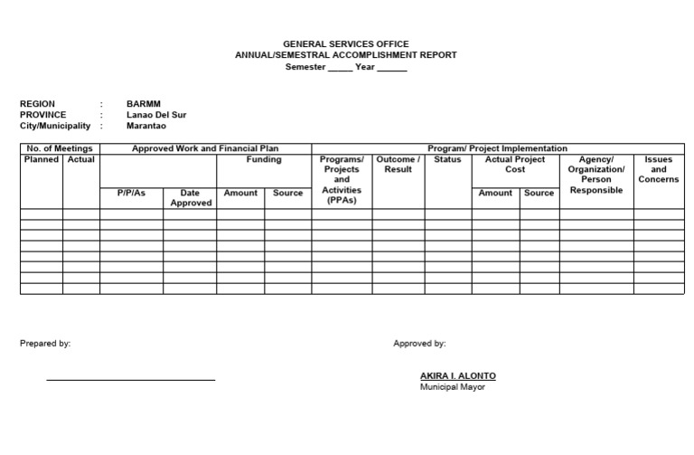 Accomplishment Report Format | PDF