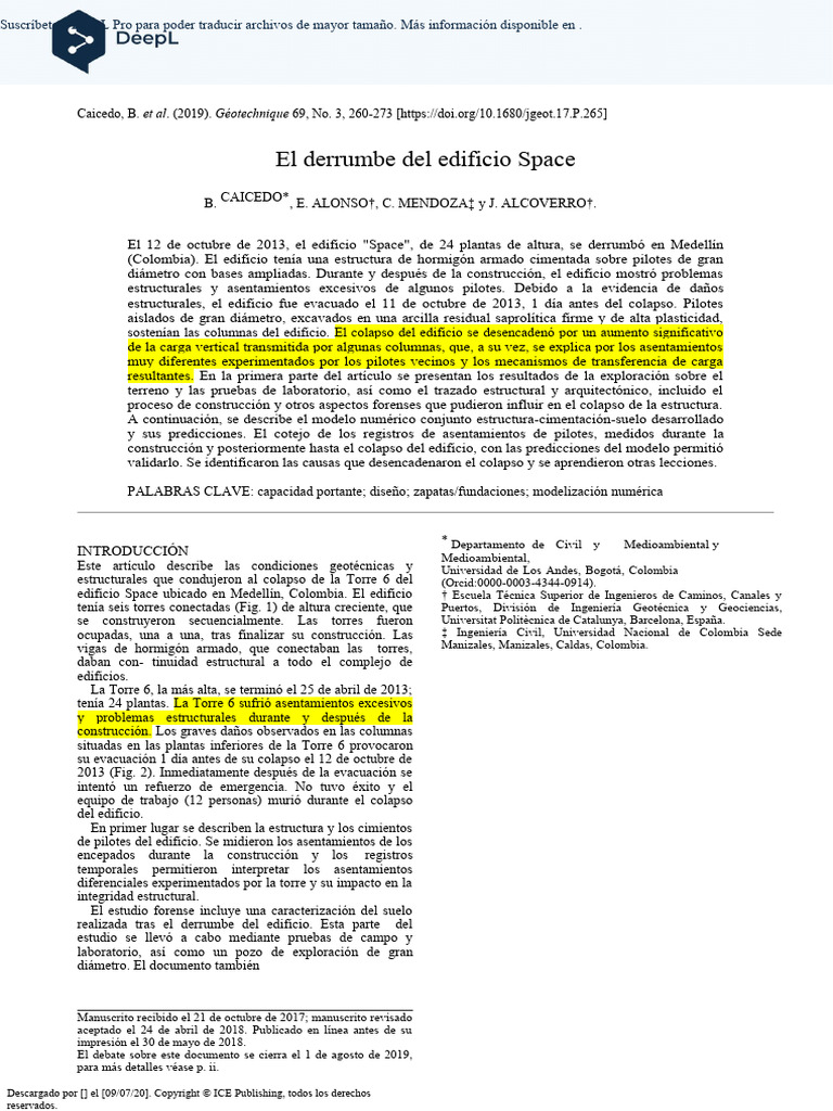 ClASE 10 - Colapso Edificio Space Es | PDF | Fundación profunda | Fundación (Ingeniería)