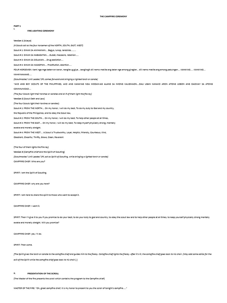SCOUT-CAMPFIRE-SCRIPT-EDITED 2019 (Repaired) | PDF | Outdoor Recreation | Scouting