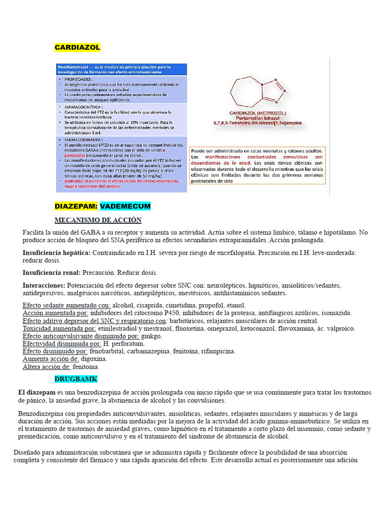 CARDIAZOL | PDF | Benzodiazepinas | Medicamentos con receta