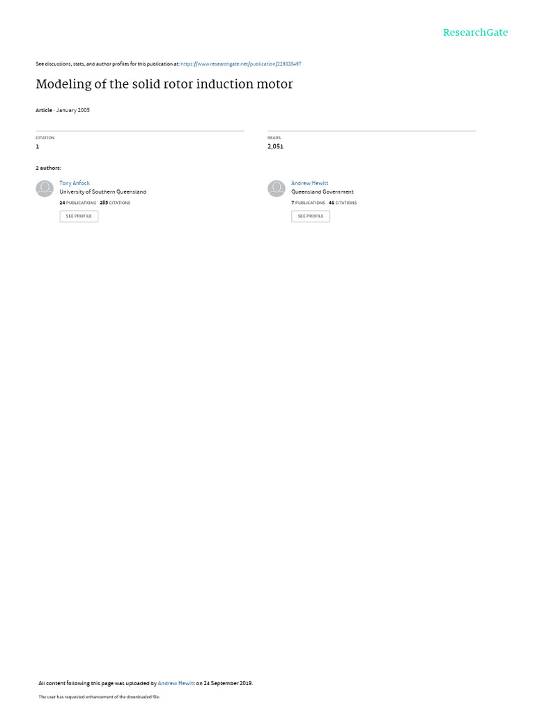 Modeling Of The Solid Rotor Induction Motor Pdf Electric Motor Electromagnetic Induction