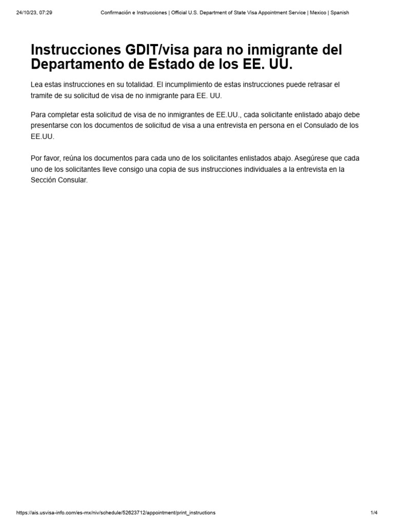 Confirmación e Instrucciones - Official U.S. Department of State Visa ... Confirmación e Instrucciones - Official U.S. Department of State Visa ...