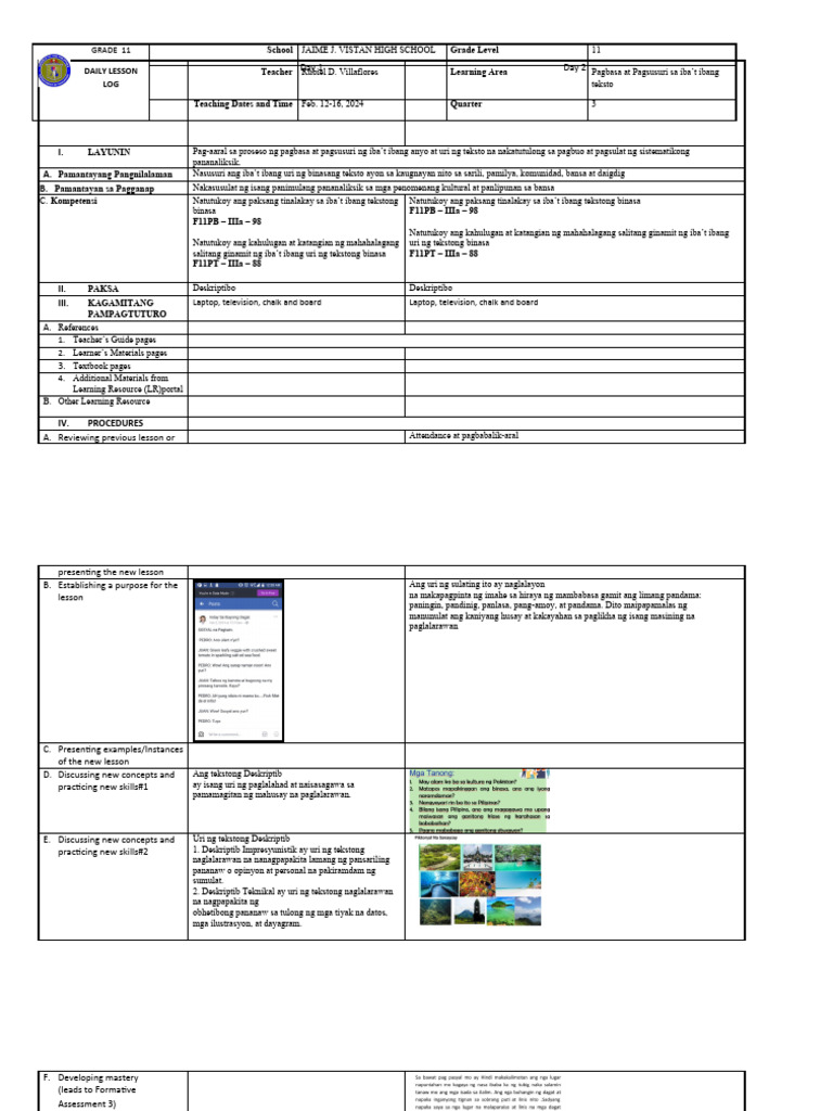 DLL-2ND Week Pagbasa | PDF